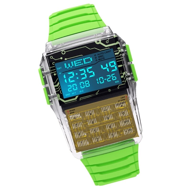 Многофункциональные Цифровые часы с Калькулятором и Светящимся дисплеем Из Износостойкого пластика для студентов и повседневного использования