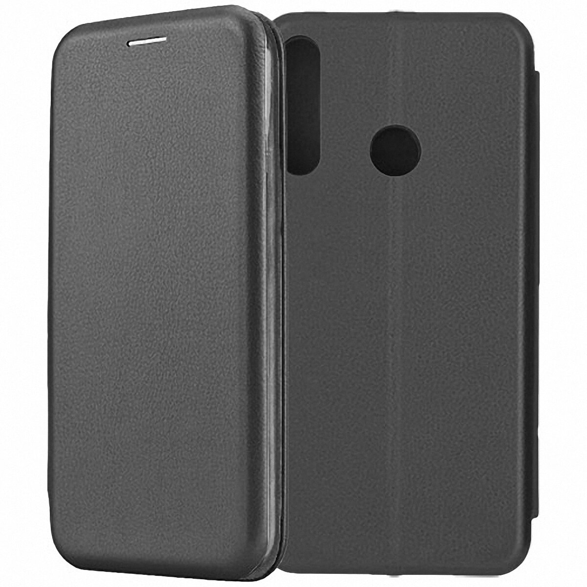 Чехол книжка для Honor 9C черный / подставка, отделение для карт