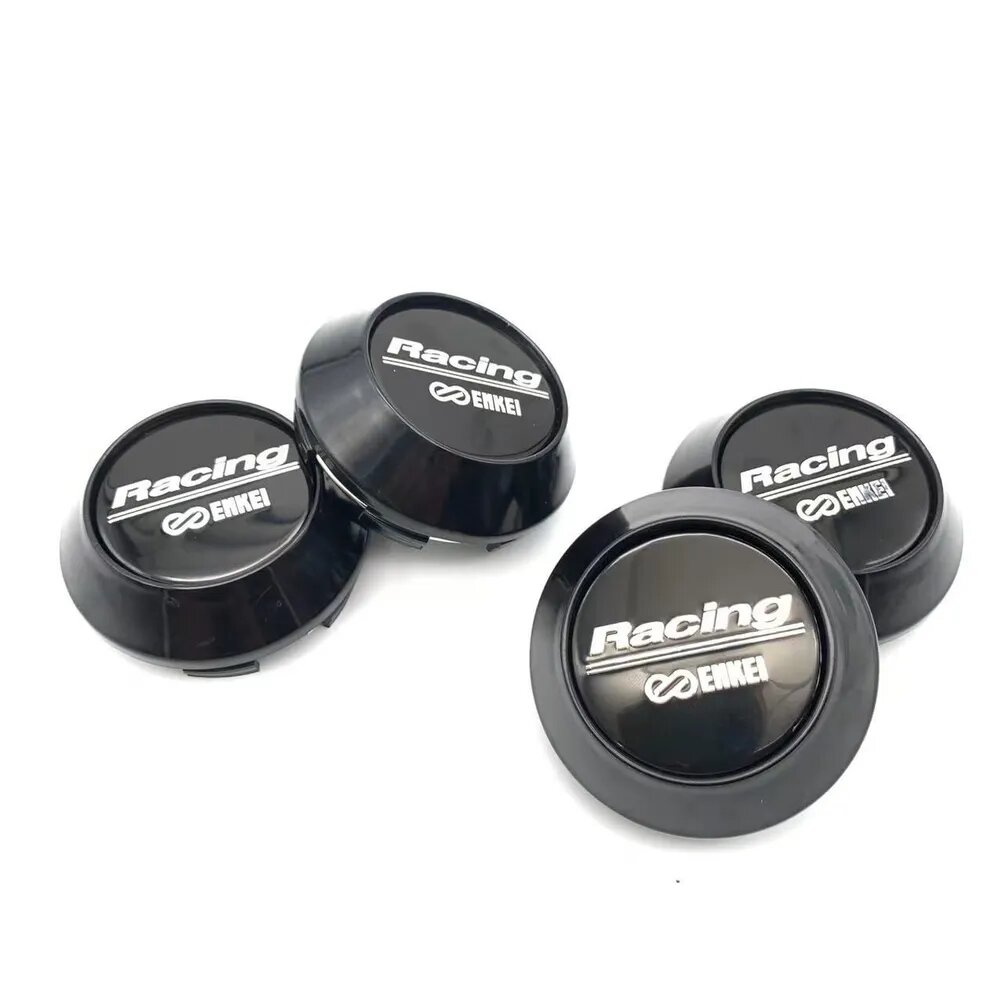 Колпаки ступицы колеса Racing Enkei 4 шт. Заглушки дисков колес черного цвета, 60 мм