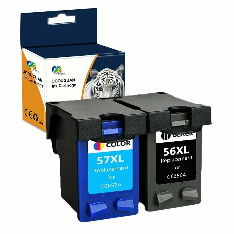 OGOUGUAN HP56 HP57 чернильные картриджи для HP PSC 1110/ 1215/ 1200/ 1315 /OfficeJet 5510/DeskJet 5550 и других моделей принтеров (с красителем)