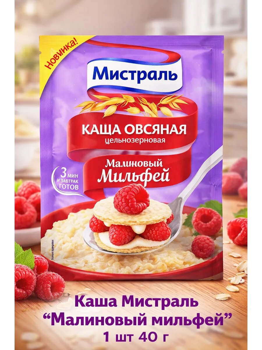 Каша Мистраль "Малиновый мильфей" 1 шт 40 г