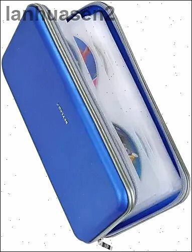 Портмоне для 72 дисков CD DVD BD синий, пластик, молния, кейс органайзер, антистатические карманы 96шт, футляр чехол, 28x15x5 см