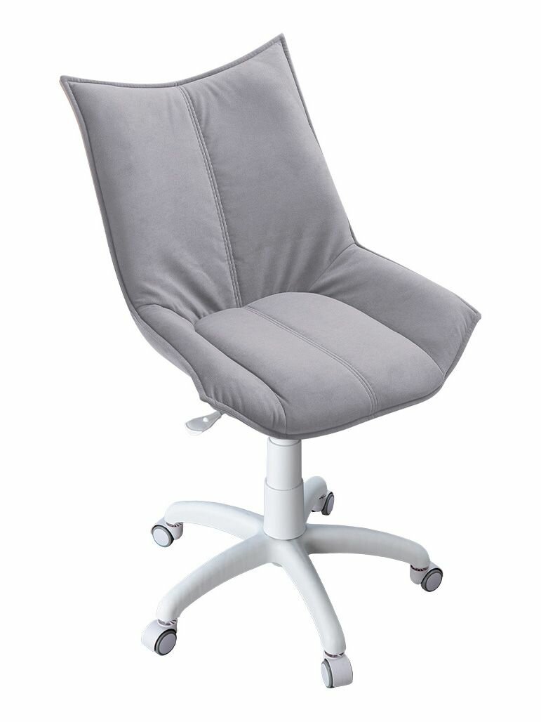 Офисное, компьютерное кресло Осло Джи без подлокотников, 60х63х83.5 см, Серый, велюр / Белый, металл/пластик