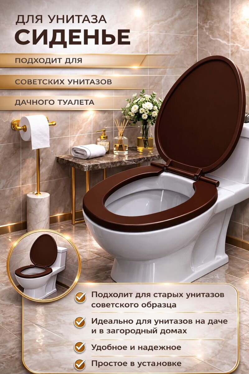 Сиденье для унитаза круглое (Для старого образца и для дачи) шоколадный
