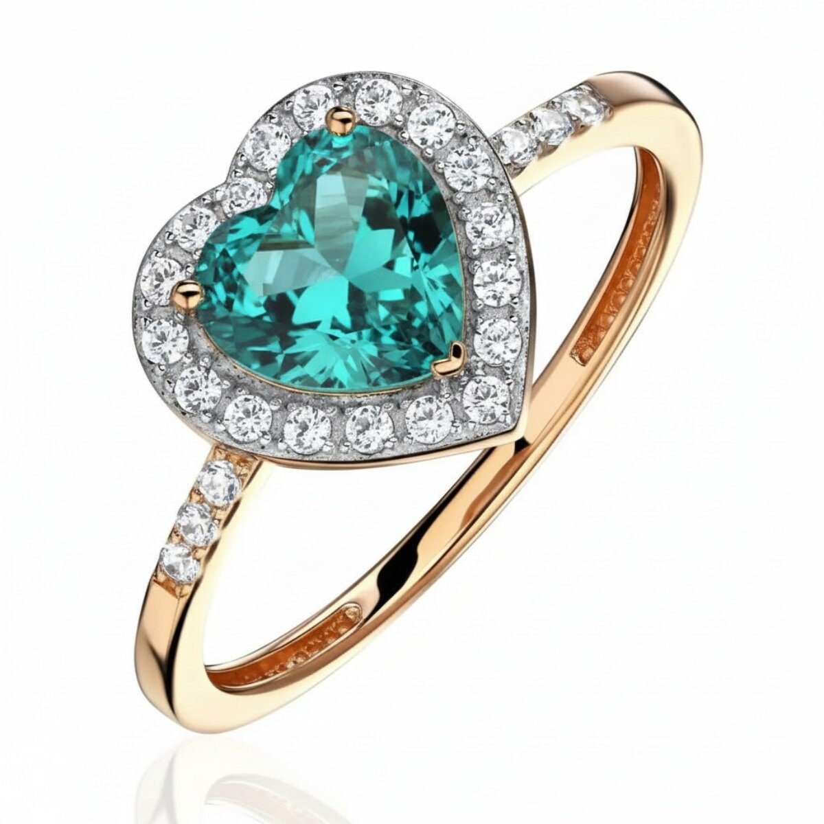 Кольцо, красное золото, 585 проба, фианит, турмалин