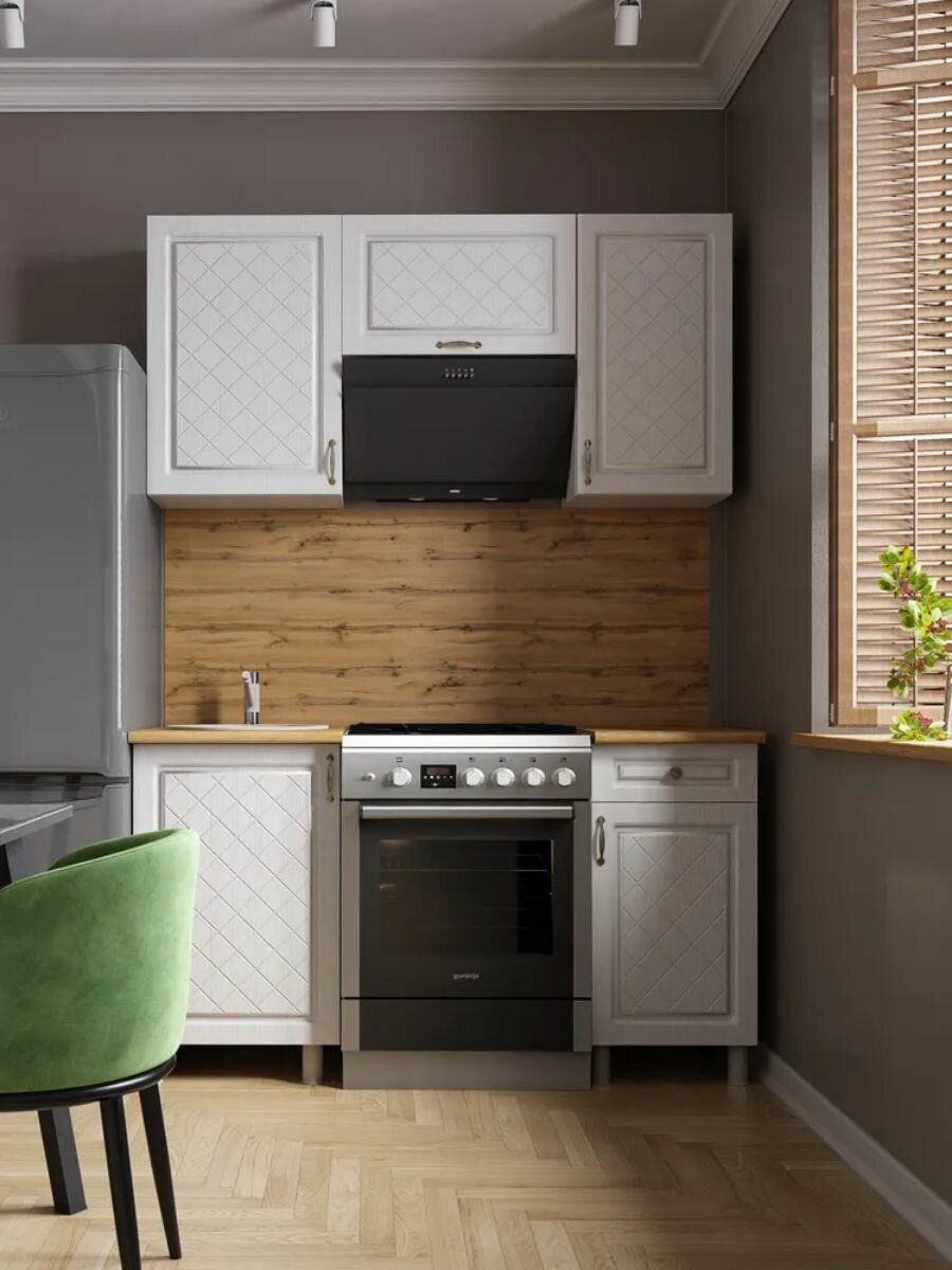 Кухонный гарнитур (кухня) Версаль 1.5 м с окапом, МДФ фасад, корпус ЛДСП, 1500х2160х430 тэкс