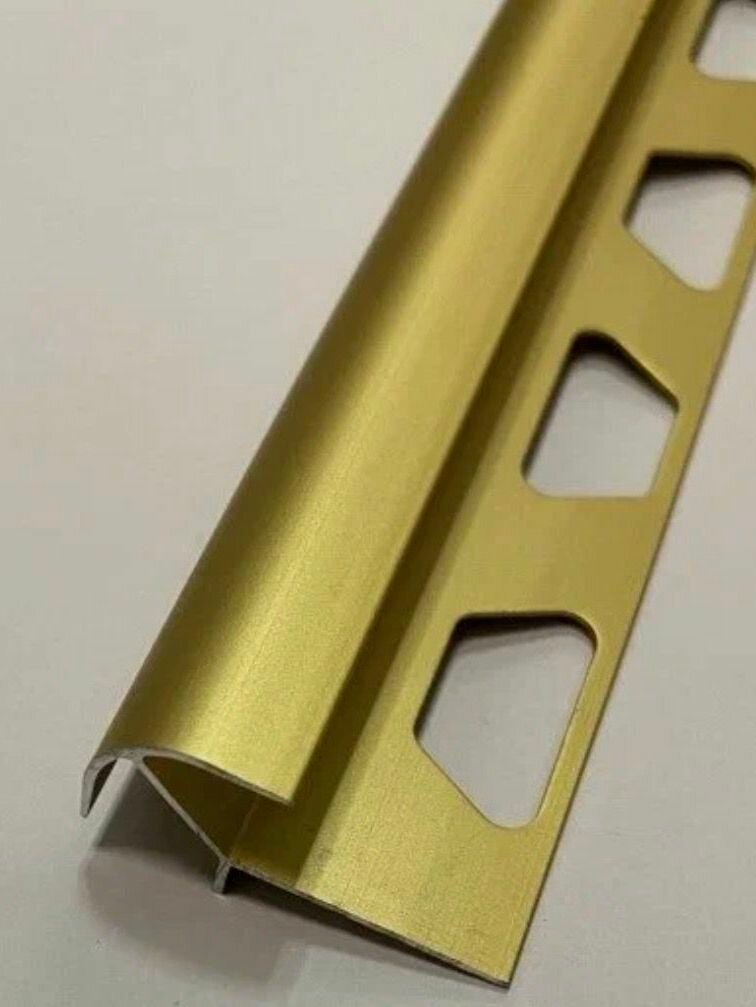 Алюминиевый профиль под плитку Золото матовое для внешних углов 10х10 мм, Анодированный 2700 мм -1 шт