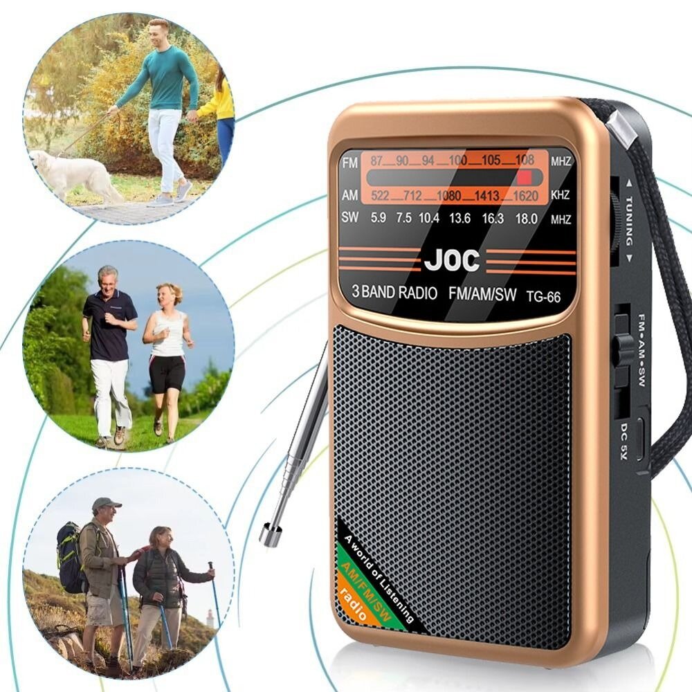 Портативное карманное радио AM / FM / SW, 3-полосное Мини-портативное радио для бега, поддержка наушников, Перезаряжаемый FM-приемник