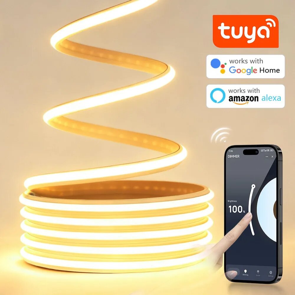 Tuya Smart Светодиодная лента 8.64 Вт, IP67, Теплый белый, 1 шт