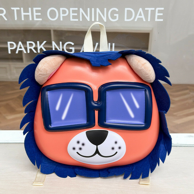 Рюкзак для детей милое животное с мягким полиэстером и дугообразными ремнями для маленьких девочек lion, синий