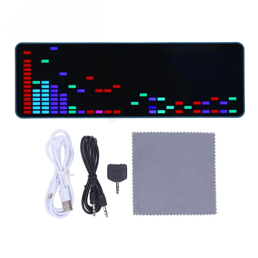 Светодиодный музыкальный спектральный дисплей 16x24 RGB 1624 сегментный голосовой датчик с 20 динамическими эффектами и 7 цветовыми режимами, синяя модель HU-008B