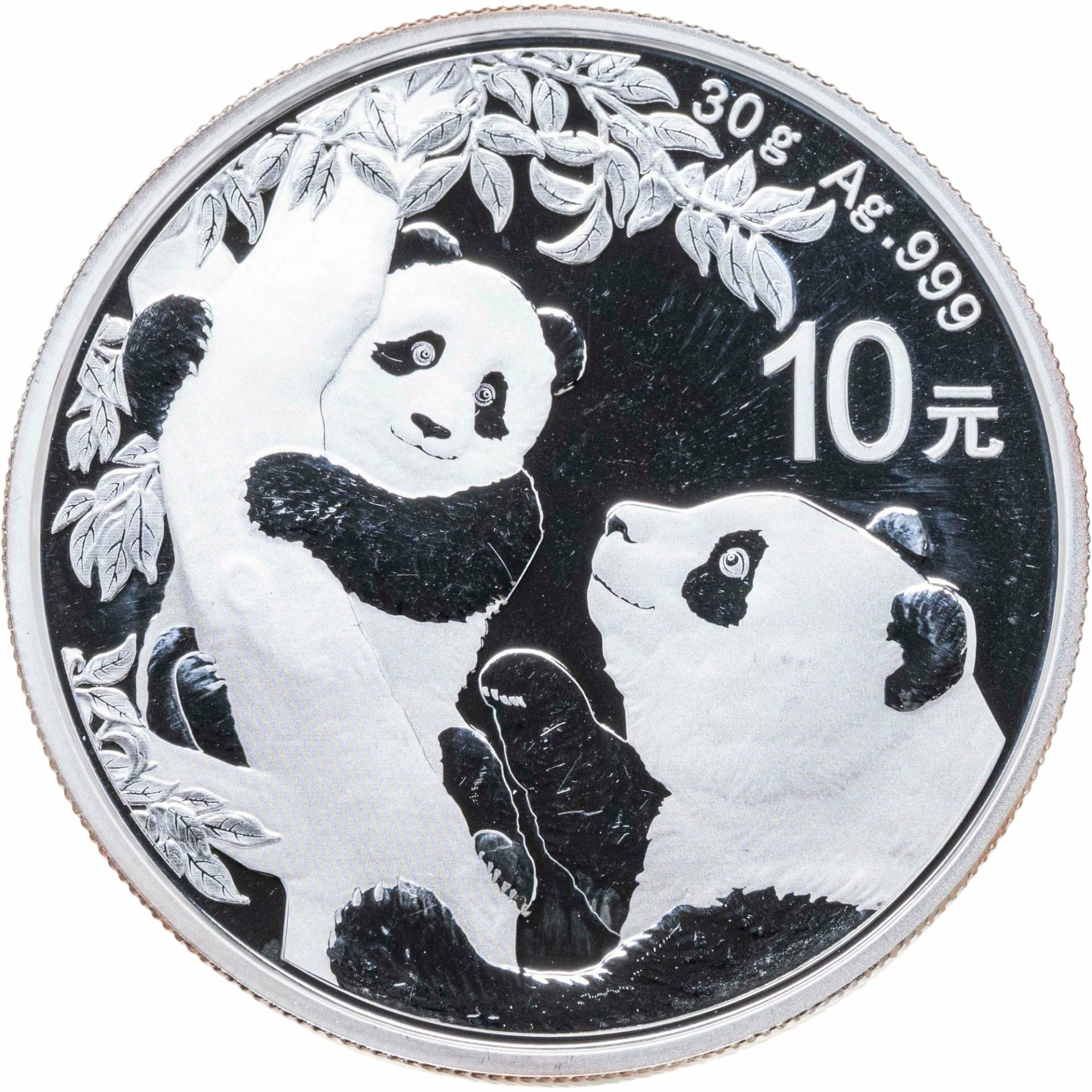 Китай 10 юаней 2021 Панда Proof, Серебро 999