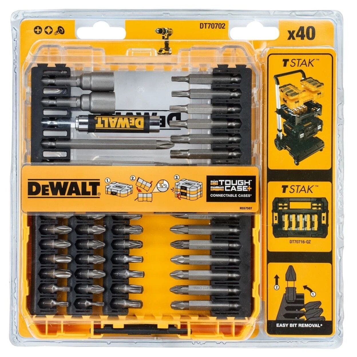 Набор Бит и Насадок DEWALT DT70702, Магнитный Битодержатель, 40 шт.