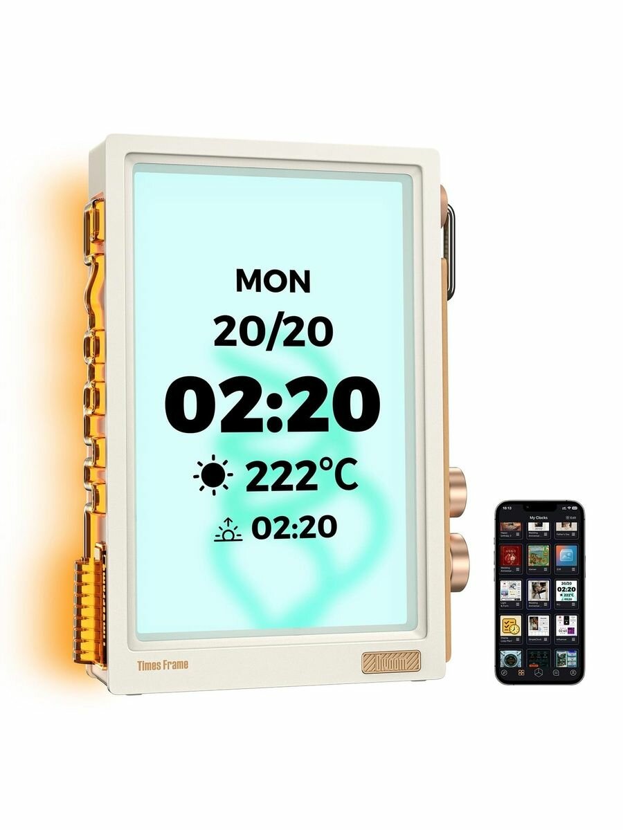 Divoom Times Frame прозрачная цифровая фоторамка 10,1 дюйма, ОС Smart Linux, RGB-светодиодная ручка, Wi-Fi, 64 ГБ, более 400 циферблатов