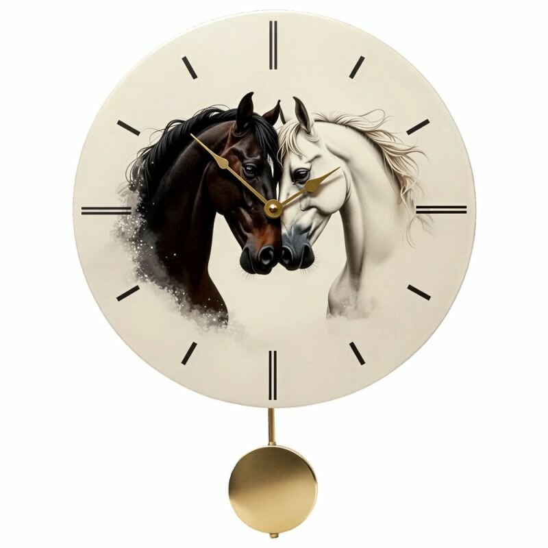 Настенные часы Династия из дерева Династия Настенные часы с маятником 08-100 Две лошади
