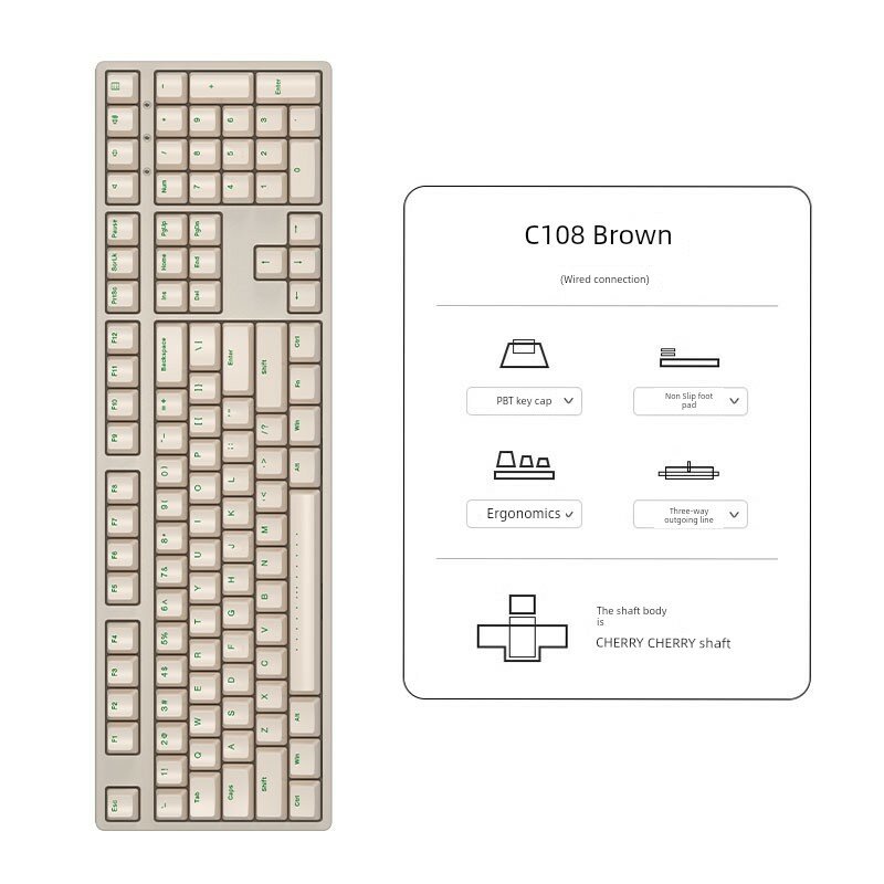 Механическая клавиатура IKBC, беспроводная и проводная, C87, переключатели Cherry, черные, красные, зеленые