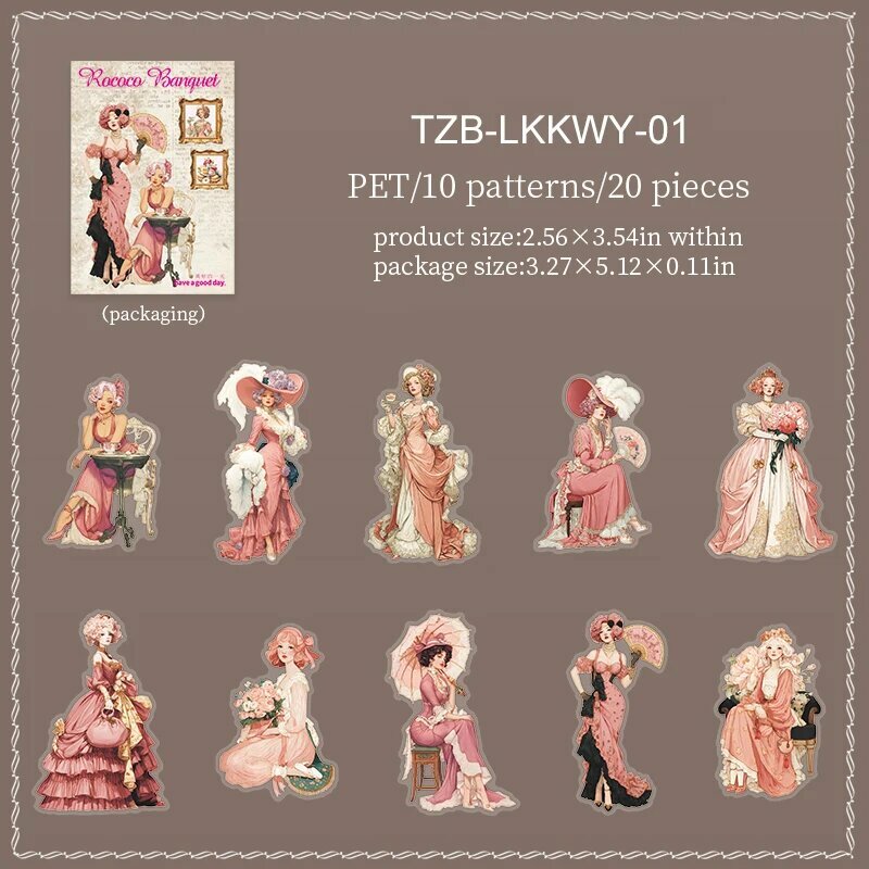 Набор наклеек Rococo Banquet Series, 10 шт, TZB-LKKWY-01