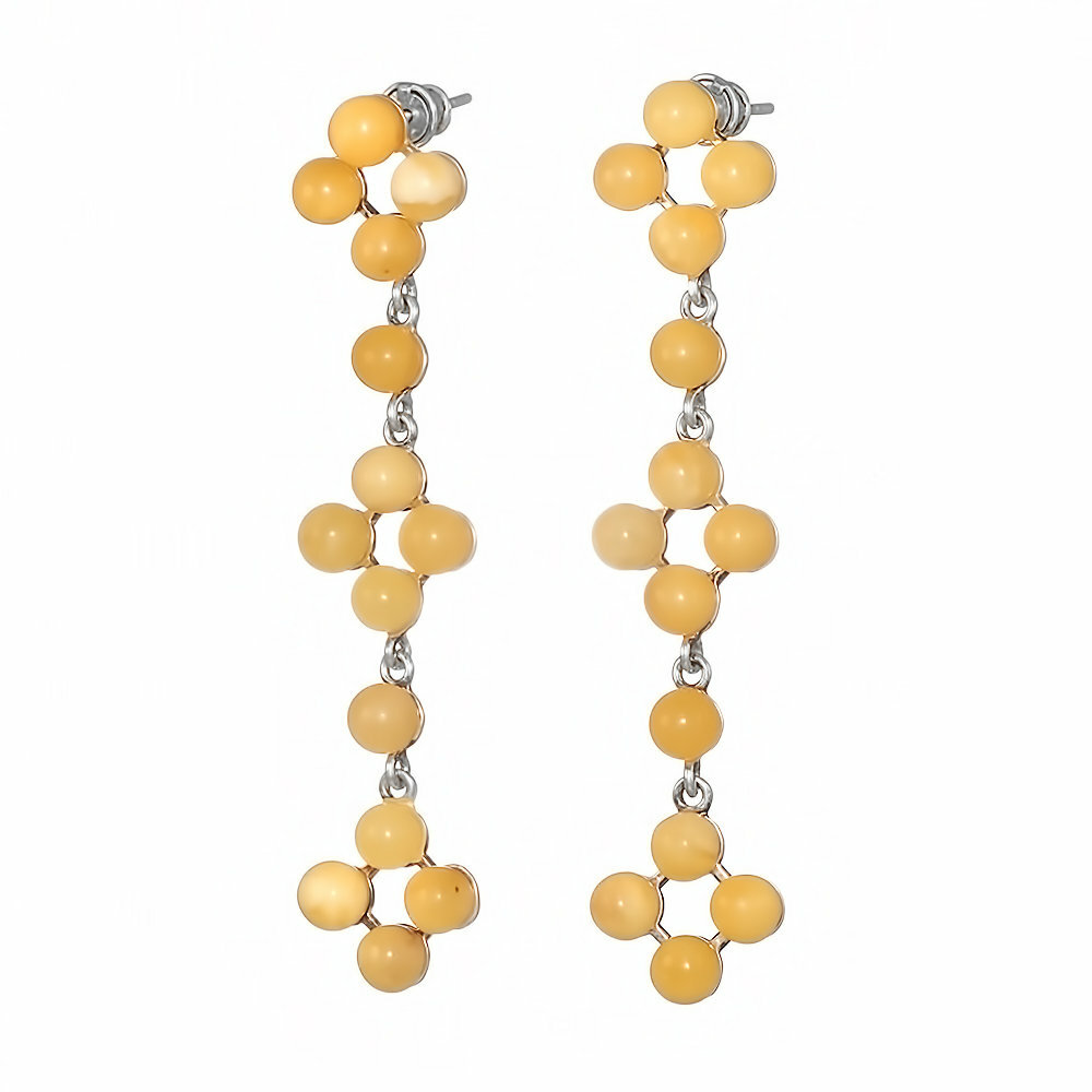 Серьги, серебро, 925 проба, янтарь