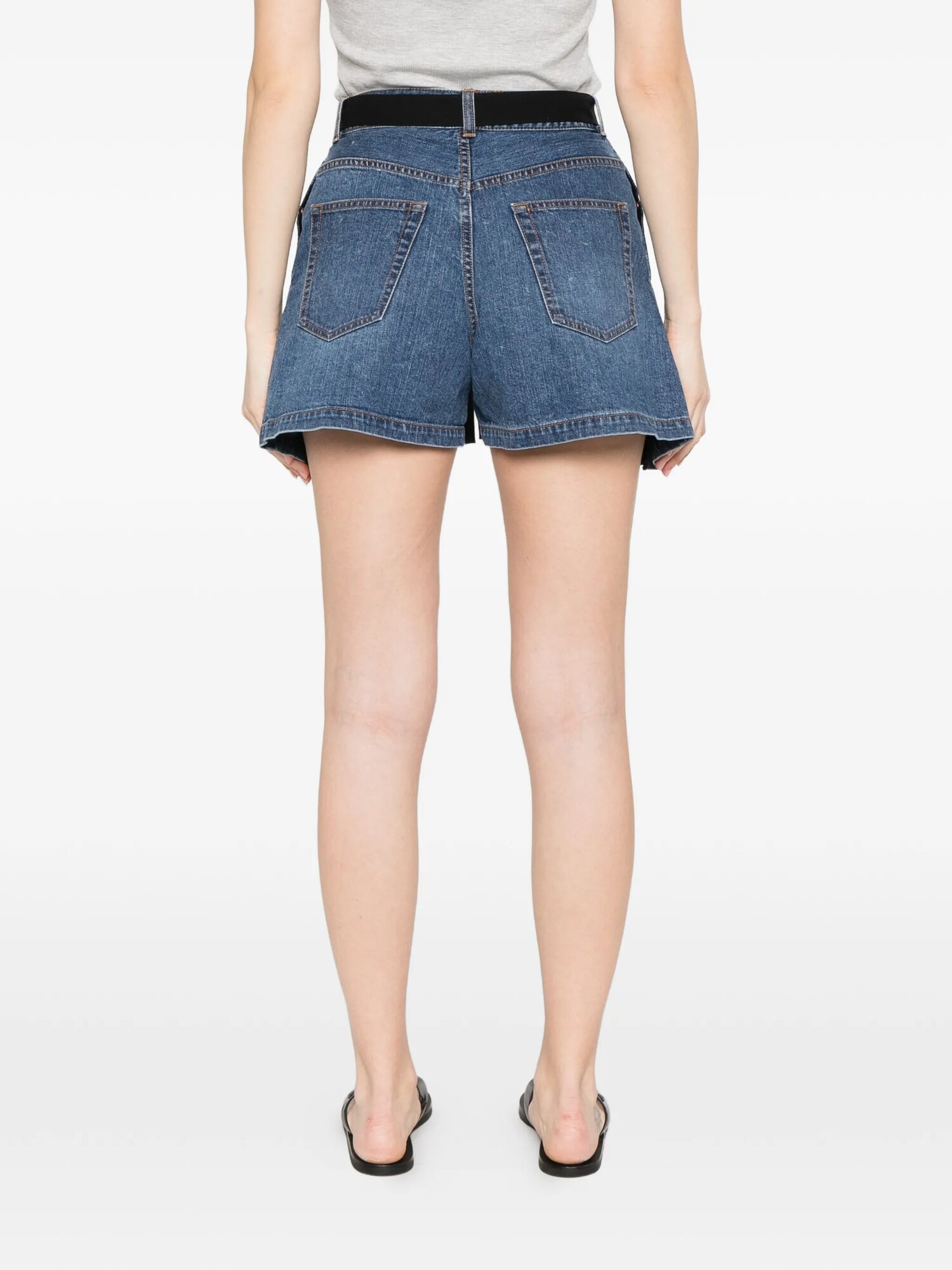 Шорты Sacai Denim-panel shorts, размер 44, black/black — фото 1