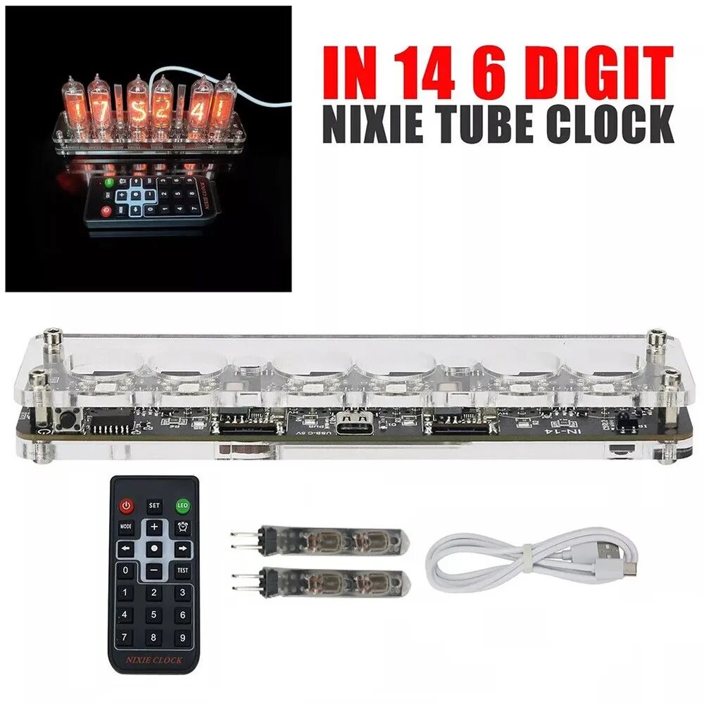 DIY IN-14 Nixie Clock Без Светящихся Трубок Дистанционный USB-Цифровой Будильник Со светодиодной подсветкой