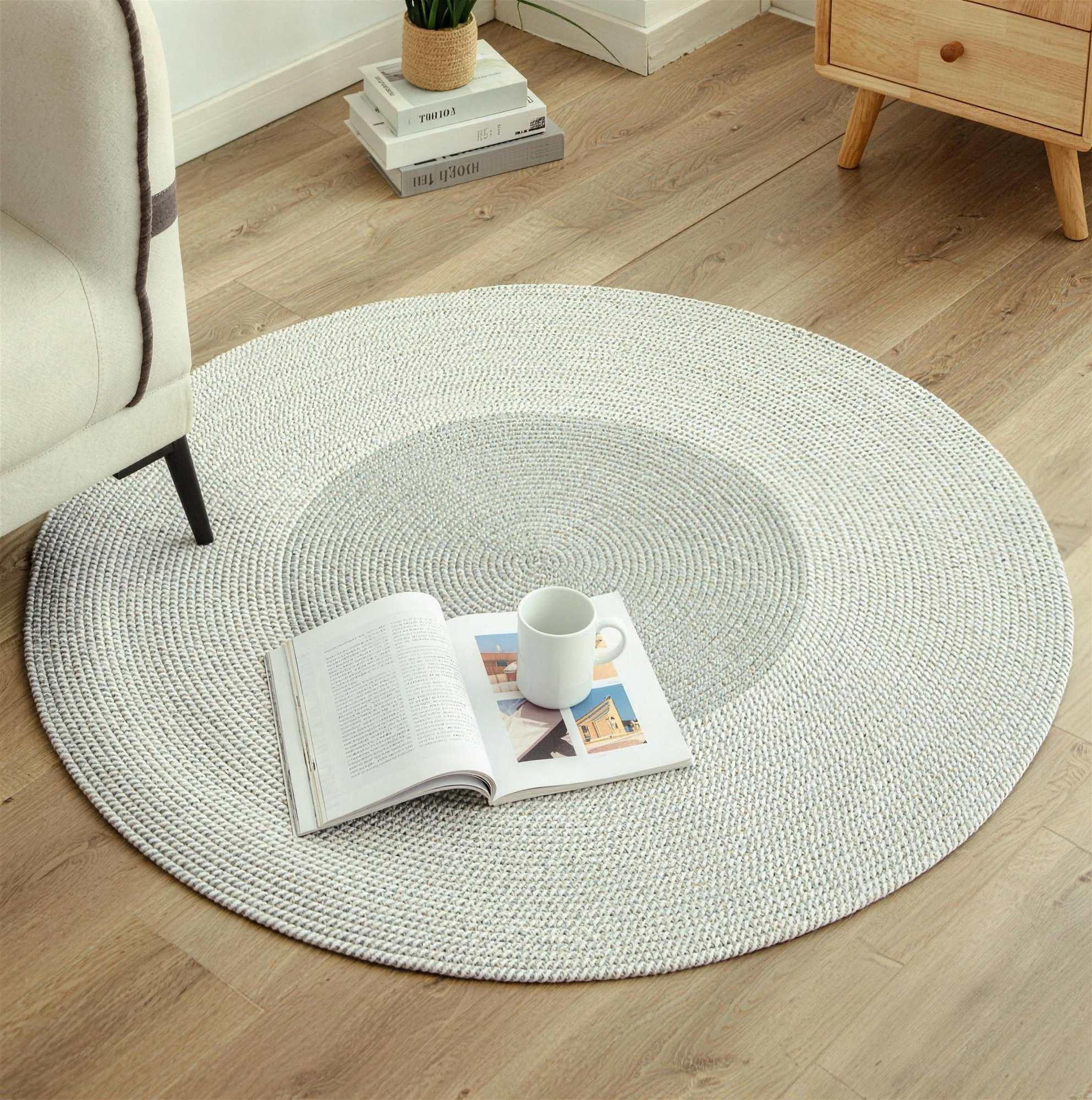 Nordic cotton rope European-style tassel floor mat balcony cotton and linen scratching carpet 80x80 см