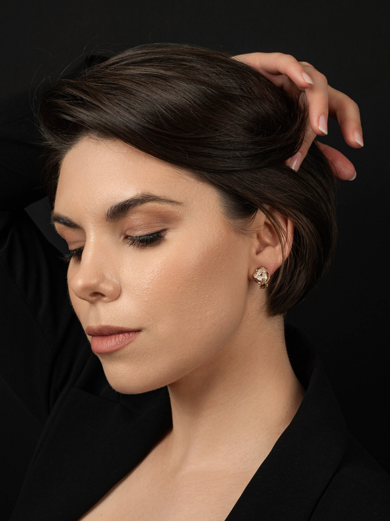 Серьги клипсы, фианит