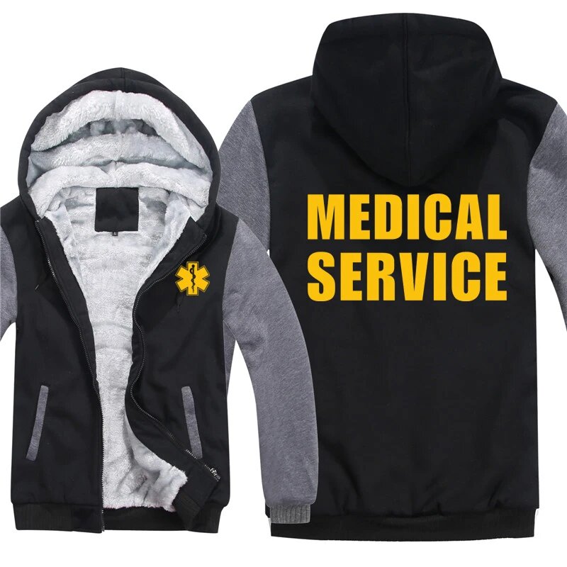Мужская толстовка на молнии, Medical Service, серая, L