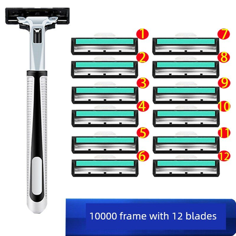 1 бритвенный держатель с 12 лезвиями, набор для ручной бритвы, нержавеющая сталь, экономичный вариант