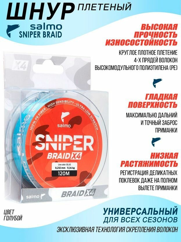 Леска плетёная Salmo Sniper BRAID Blue 120/023