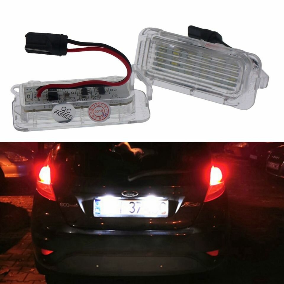 Светодиодная подсветка номерного знака для Ford Focus MK2/MK3, Fiesta MK6, Mondeo MK4, C‑Max, S‑Max, Kuga, Galaxy — 2 шт