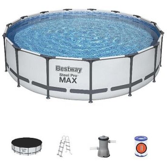Бассейн каркасный Bestway Steel Pro Max 457х107см, 14970л, фильтр-насос 3028л/ч, лестница, тент, 56488 BW