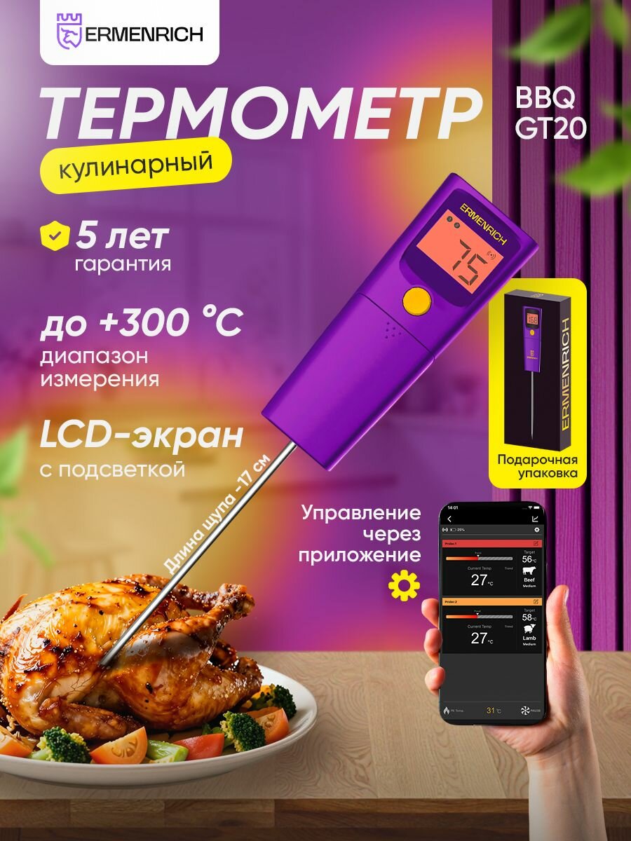Термометр для мяса Ermenrich BBQ GT20