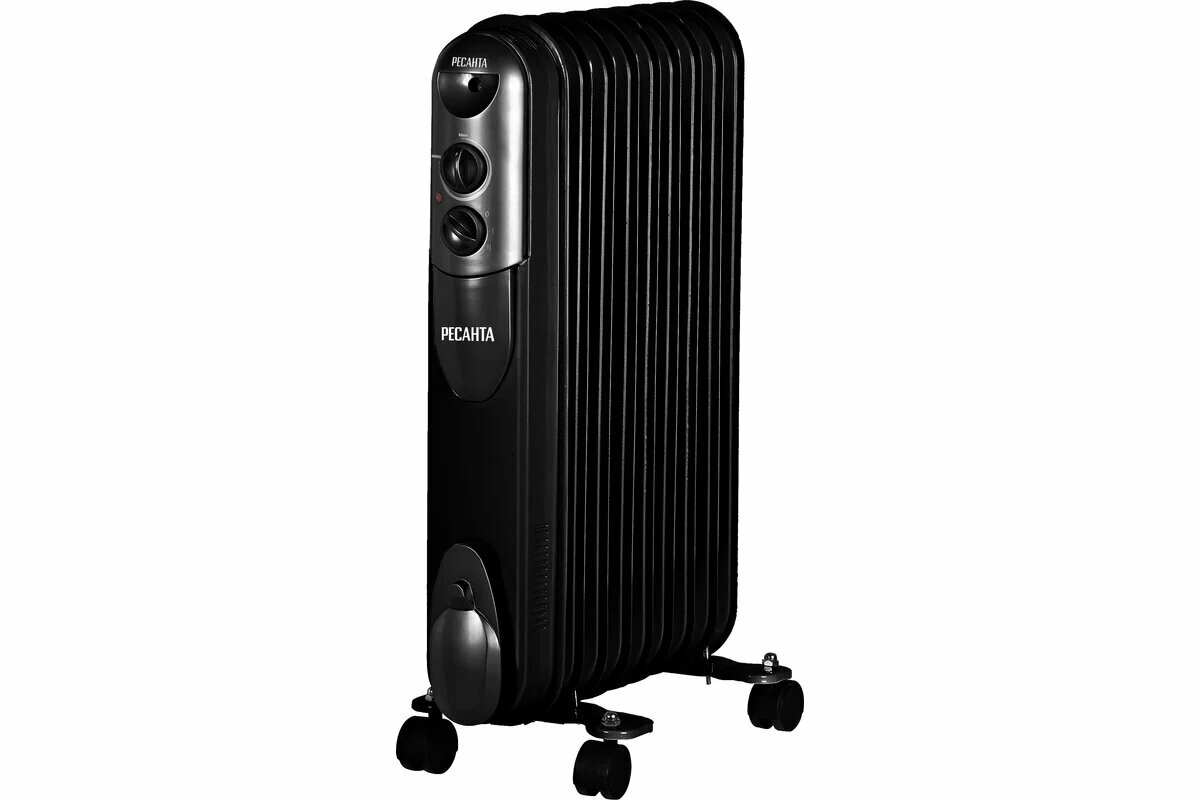 Масляный радиатор Ресанта ОМПТ-9НЧ 67/3/14, механический, напольный, 9 секций