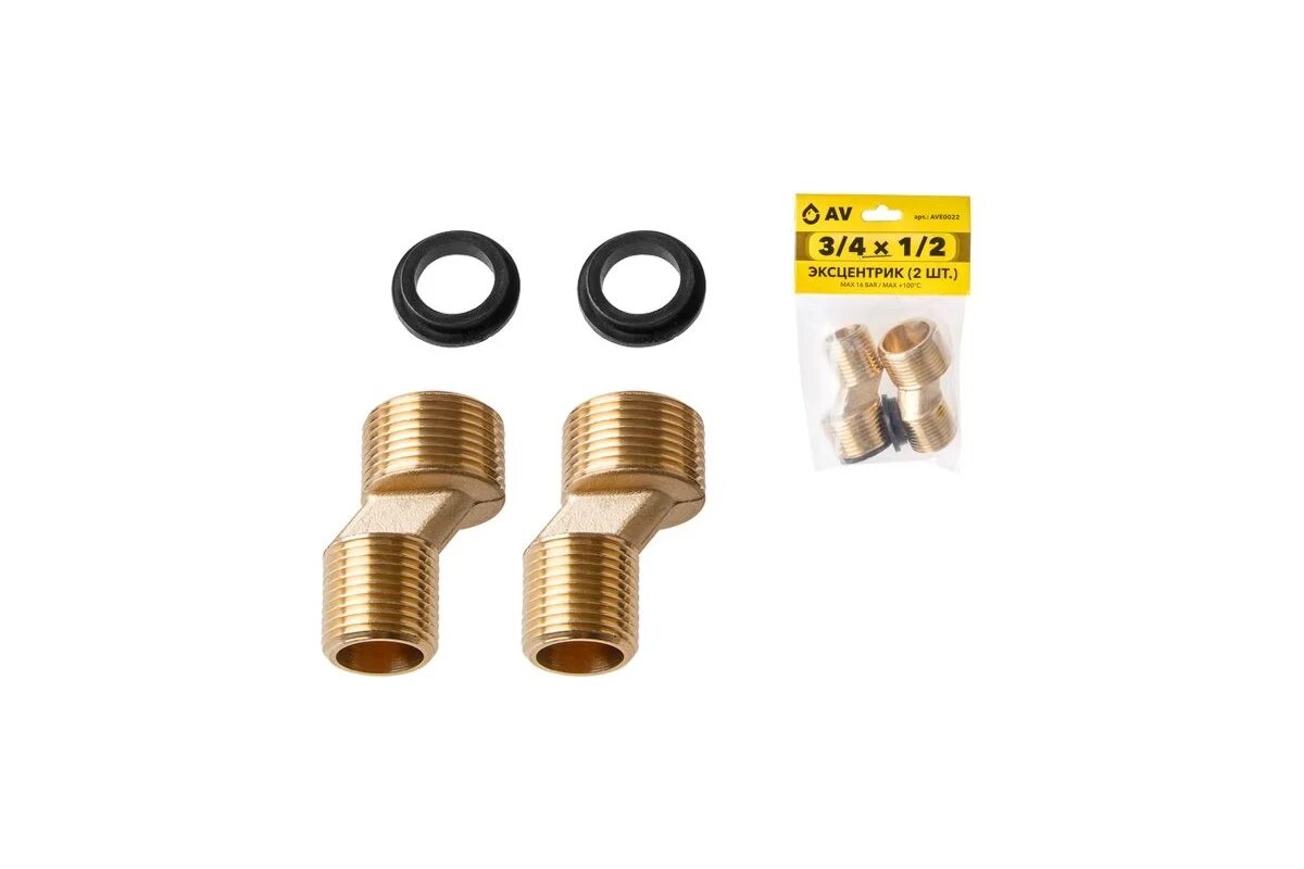 Эксцентрик AV Engineering 3/4 нар. х 1/2 нар. (10 мм) латунь, для однорычажных и двухрычажных смесителей, бытовой класс