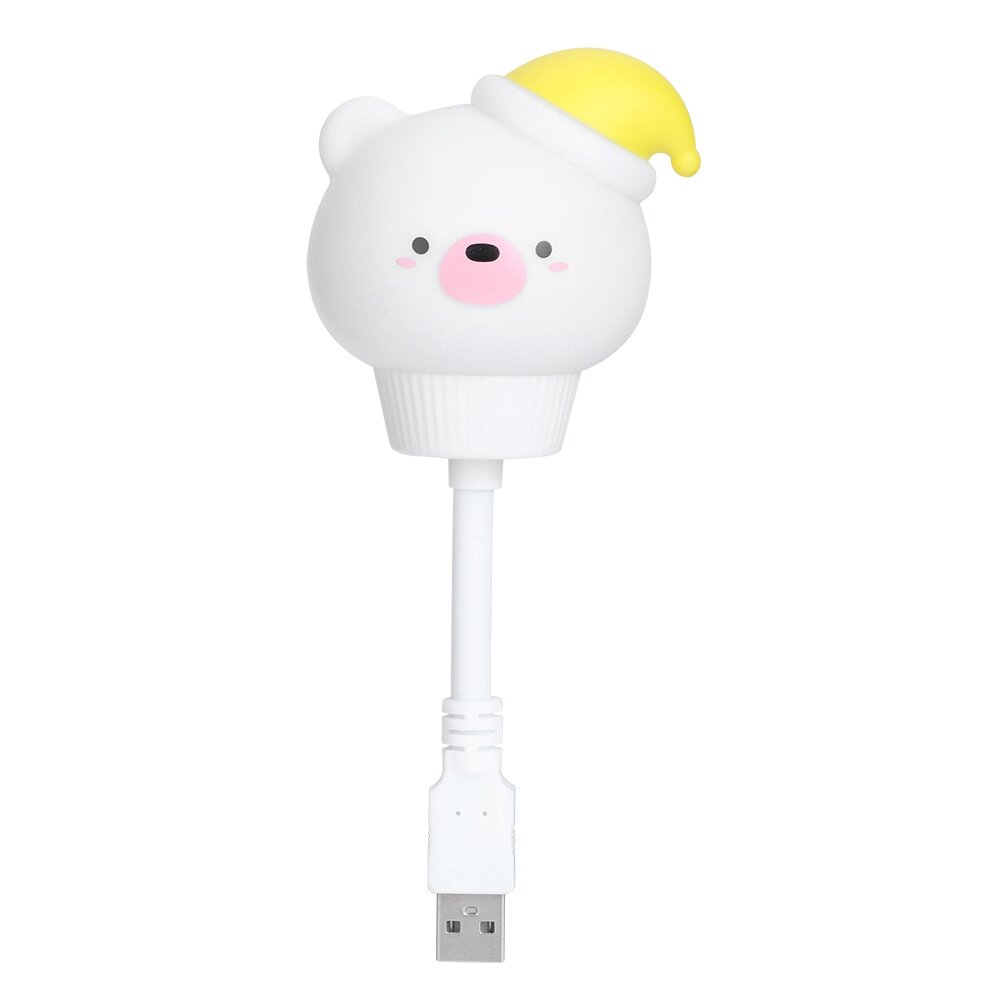 Милый ночник в форме животного, светодиодный, с USB-подключением, мягкий, в мультяшном стиле, для детской комнаты, подарок для ребенка, белый медведь, 16 см.