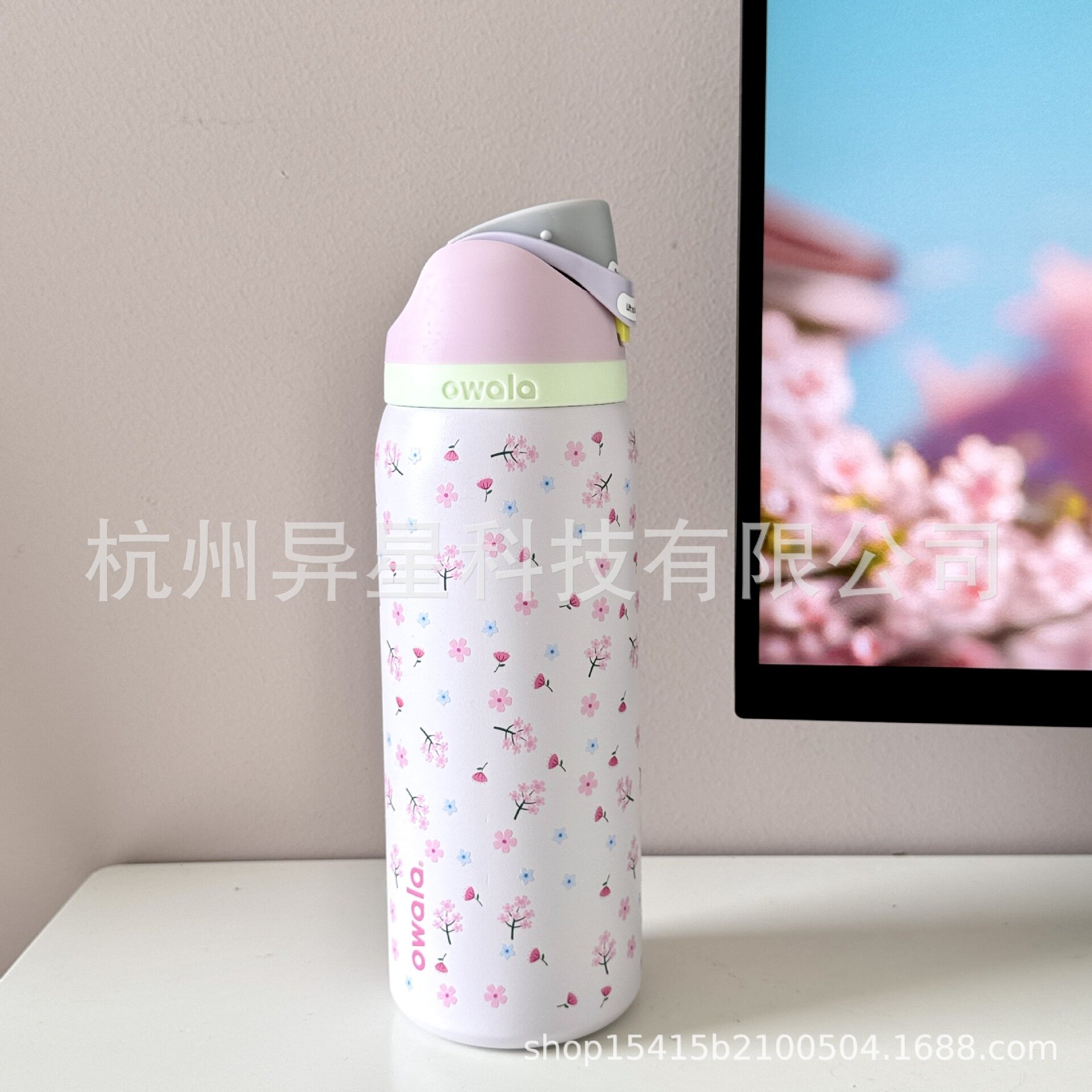 Новая трансграничная термокружка в стиле Amazon Owala, спортивная бутылка для воды, кружка с трубочкой, розовая кружка для девочек.