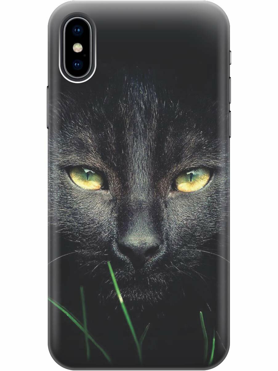Силиконовый чехол на Apple iPhone Xs / X / Эпл Айфон Икс / Икс Эс с рисунком "Кошка в темноте"