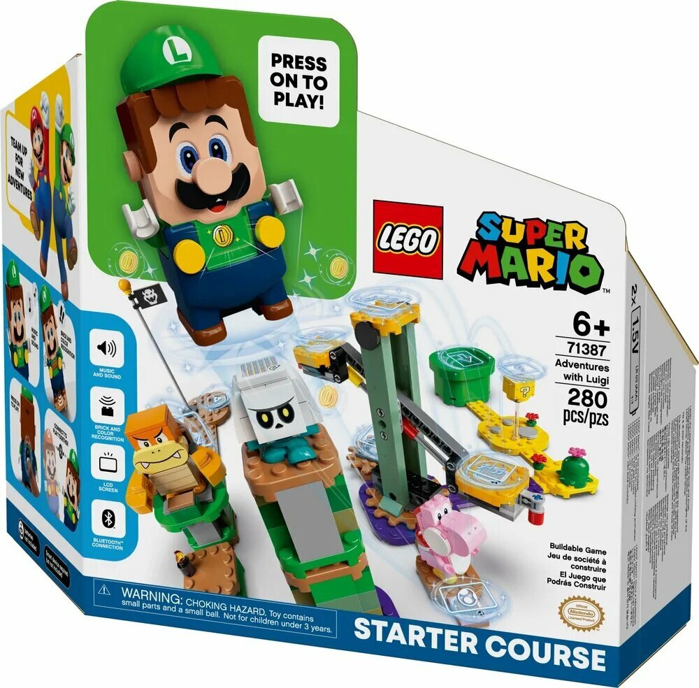 Лего Super Mario серия, LEGO 71387 Adventures with Luigi Starter Course, lego конструктор для мальчика, лего для девочек