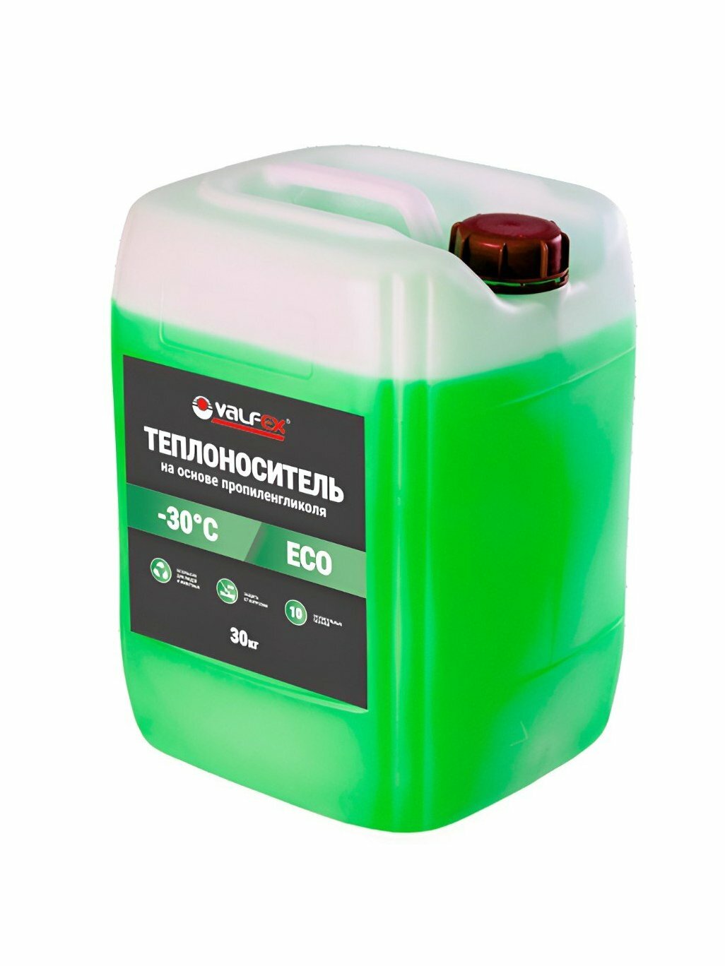 Теплоноситель для систем отопления Valfex ECO-30, пропиленгликоль, 30 кг, зеленый, не горюч