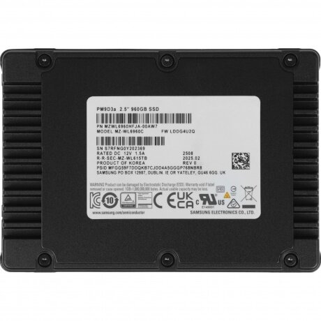 Накопитель SSD Samsung 960Gb PCIe 5.0 x4 PM9D3a MZWL6960HFJA-00AW7
