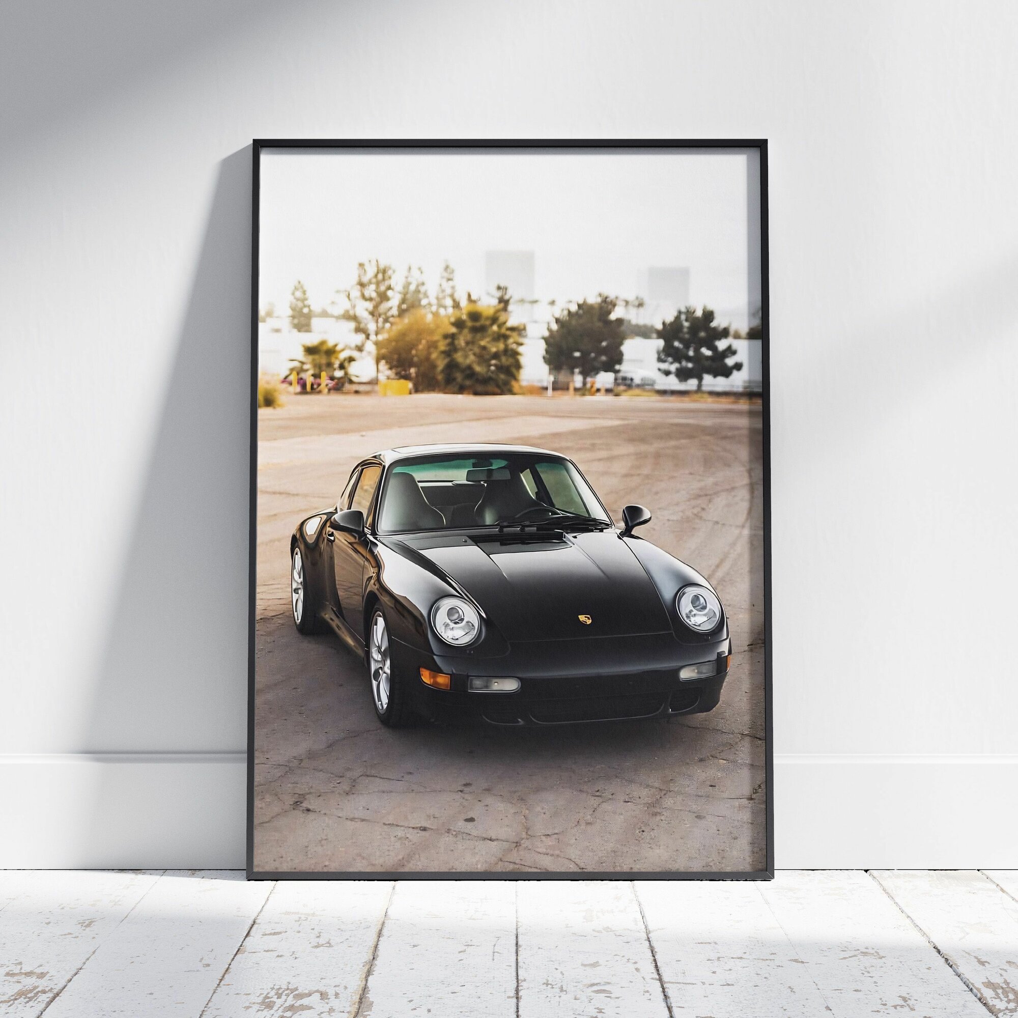 Плакат на стену для интерьера Культовые машины (Porsche 993 2) - Постер по легендарным и классическим ретро автомобилям формата А3 (30x42 см)