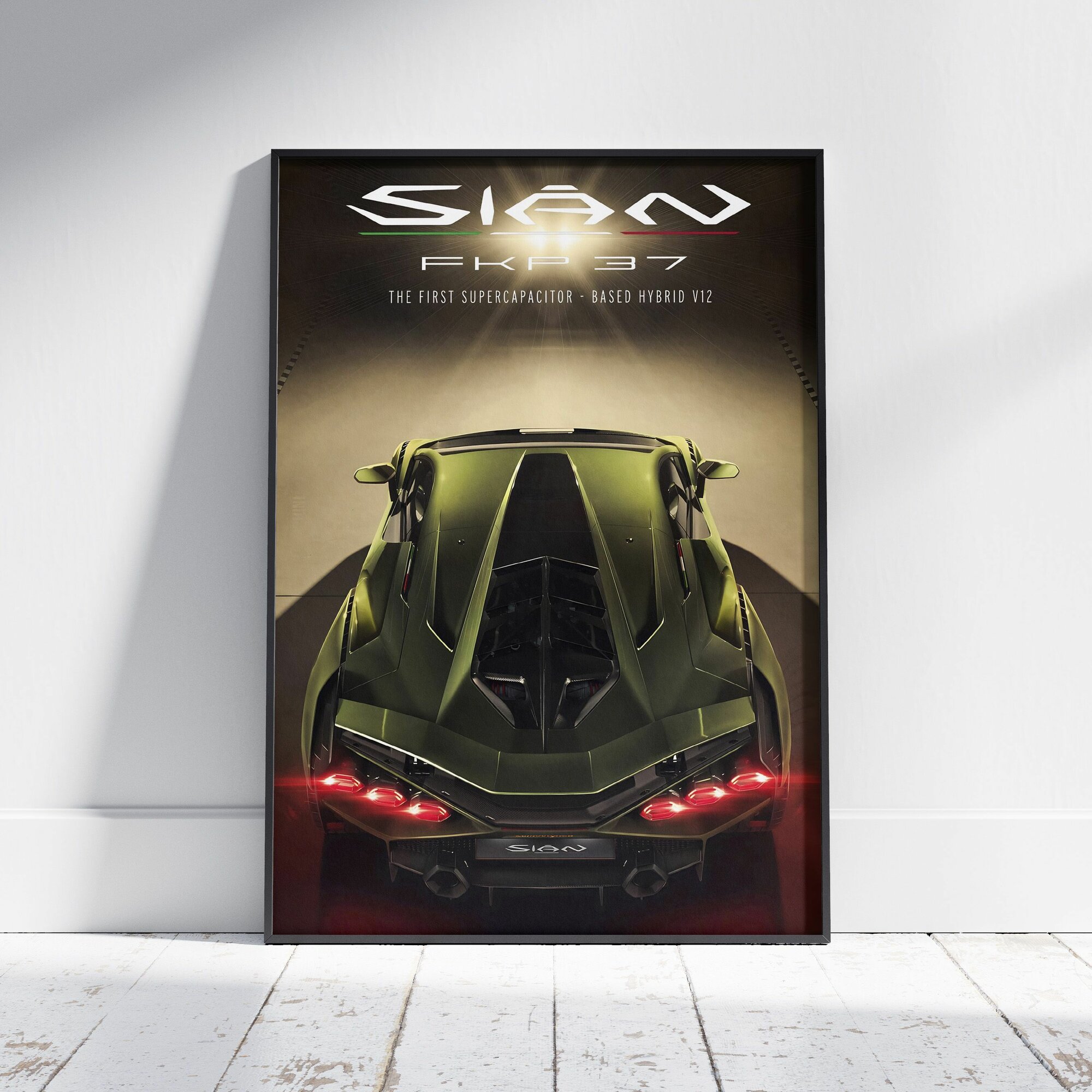 Плакат на стену для интерьера Спорткар (Lamborghini Sian 2) - Постер по спортивным гоночным машинам автомобилям формата А4 (21x30 см)