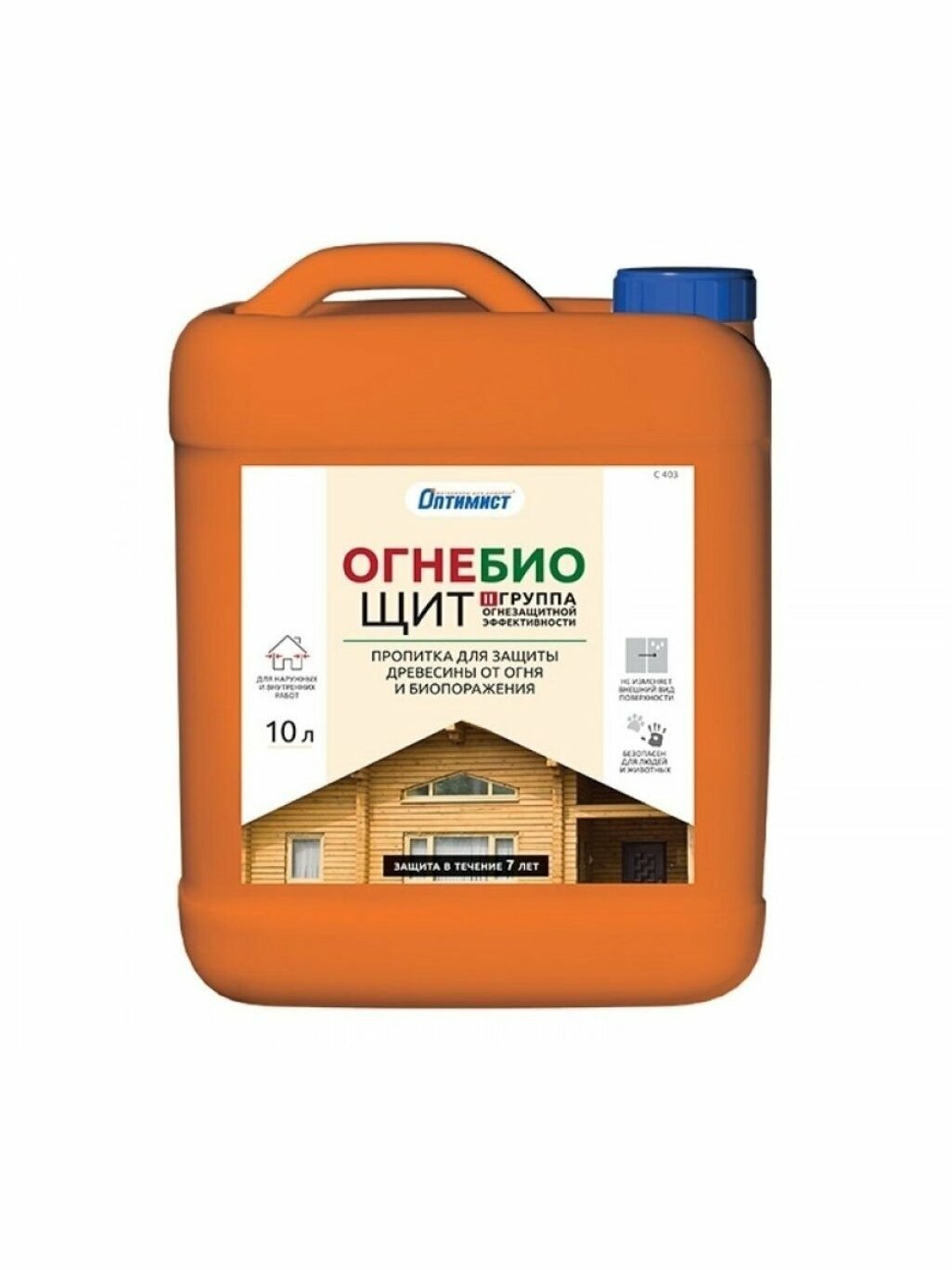 Антисептик Оптимист Огне-Биощит для дерева 10 л — надежная огнезащитная пропитка для внутренних и наружных работ