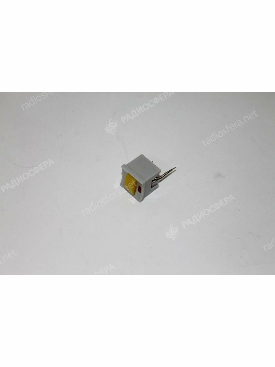 Кнопка 15мм квадратная 5*12 желтый с фиксацией 6PIN +СВД
