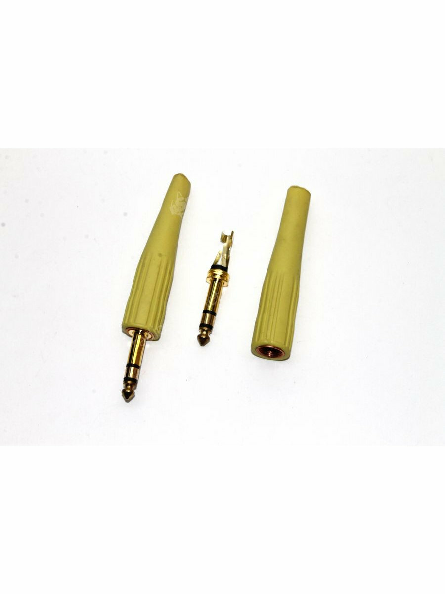Разъем J6.3 stereo gold резиновый желтый на кабель Premier