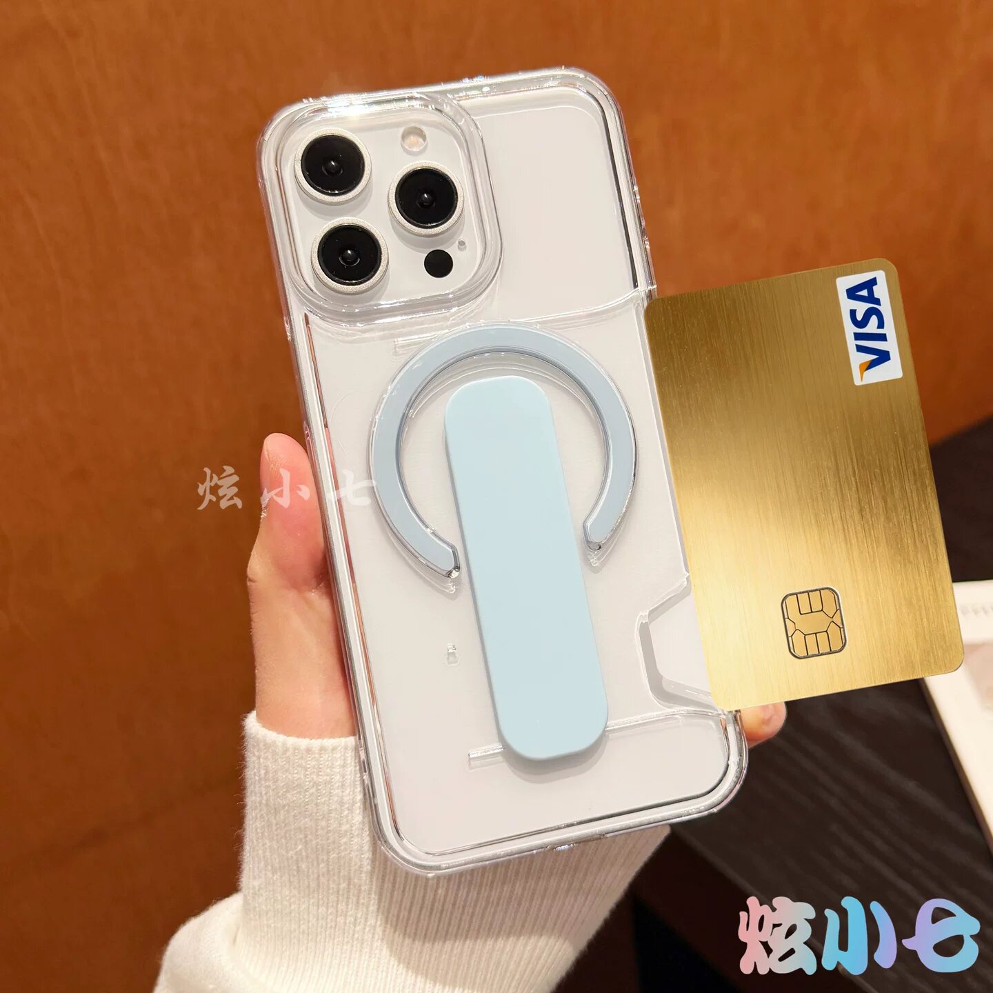 Новый прозрачный чехол-картхолдер для Apple 17 Pro Max, с интегрированной магнитной подставкой для iPhone 14 Pro,