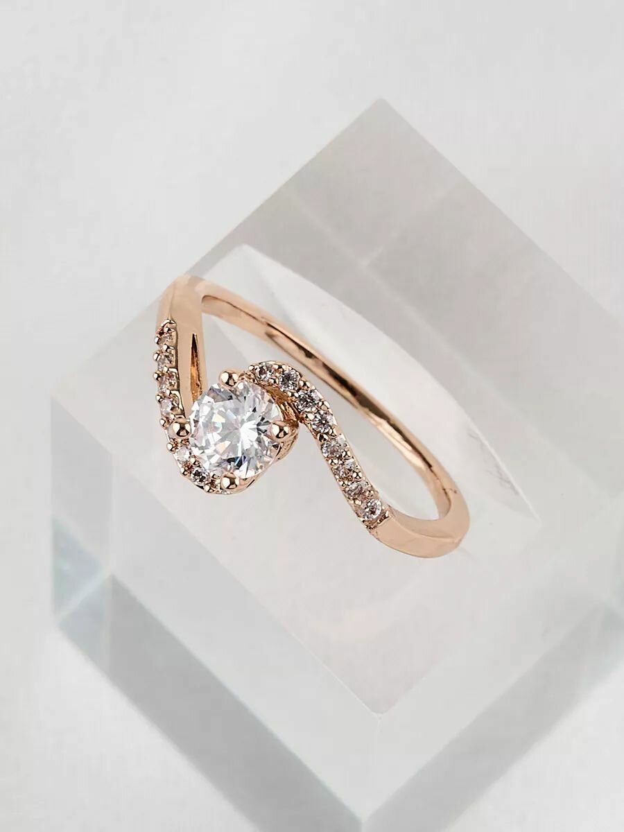 Кольцо помолвочное, фианит, кристалл