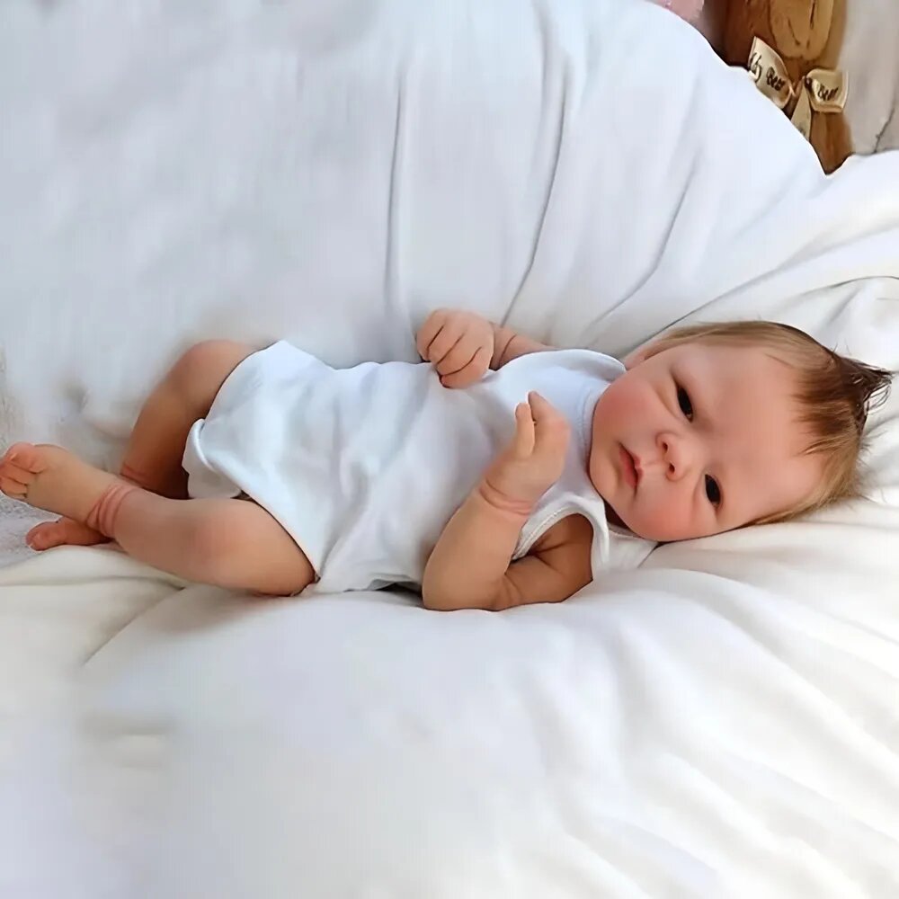 Кукла-реборн девочка с париком из натуральных волос 46 см, силикон, для купания, коллекционная, подарок