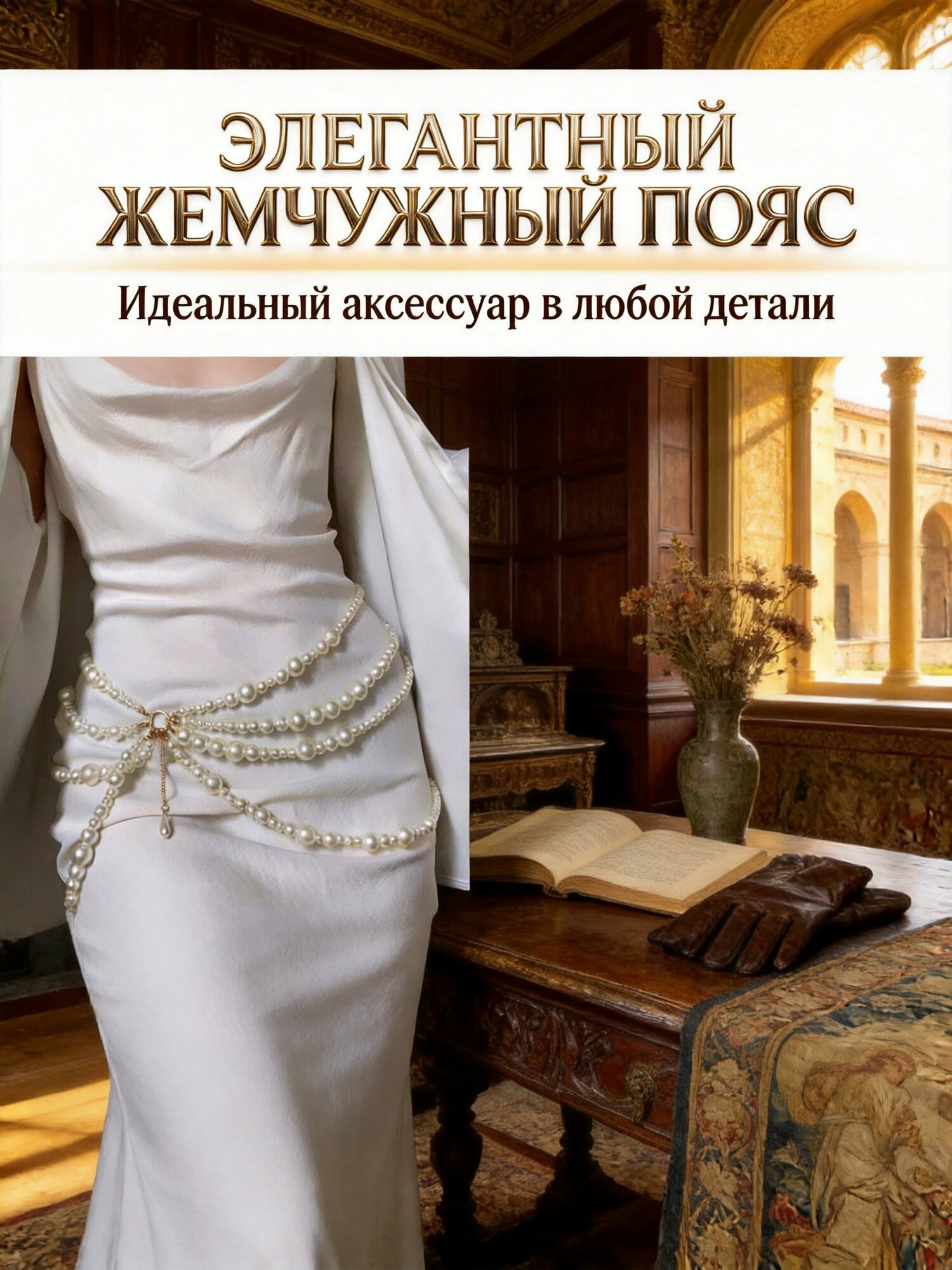 Многослойный жемчужный пояс-орнамент, декоративное украшение