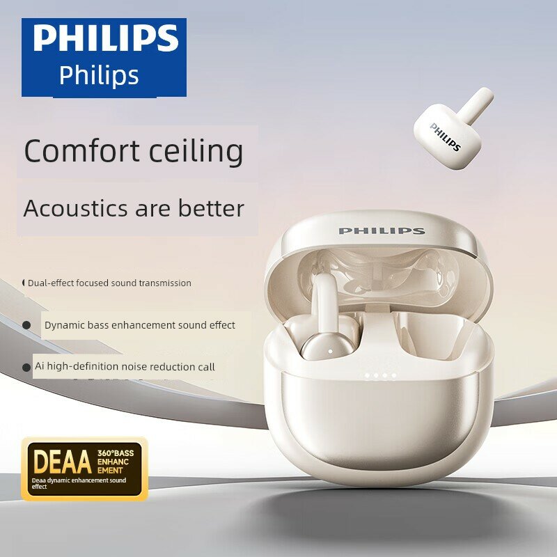 Philips TAT4469 беспроводные вкладыши Bluetooth с шумоподавлением, долгим сроком службы батареи, бежевые